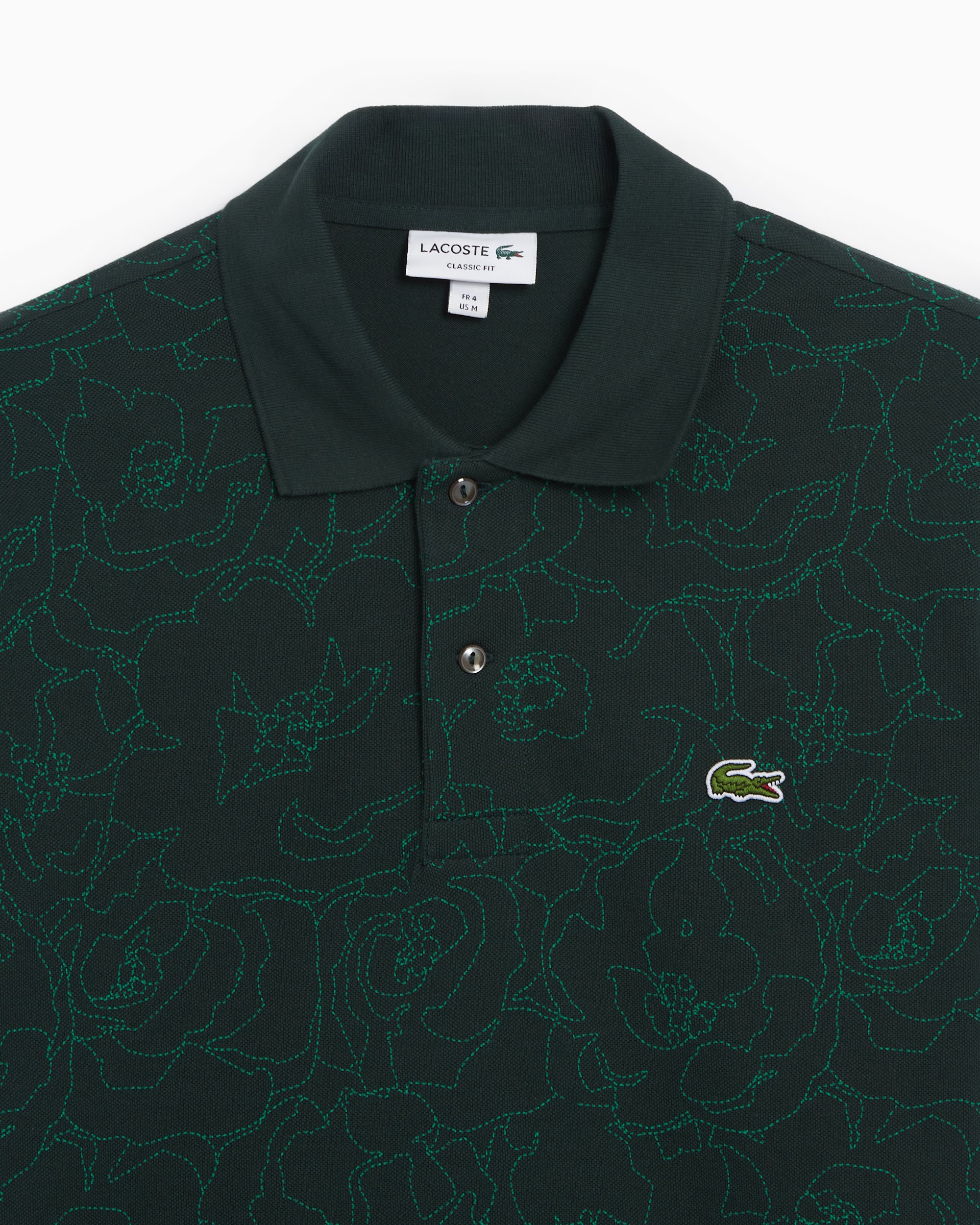 Lacoste Men s Classic Fit Flower Print L.12.12 Polo Shirt Vert PH3598 00 YZP FOOTDISTRICT