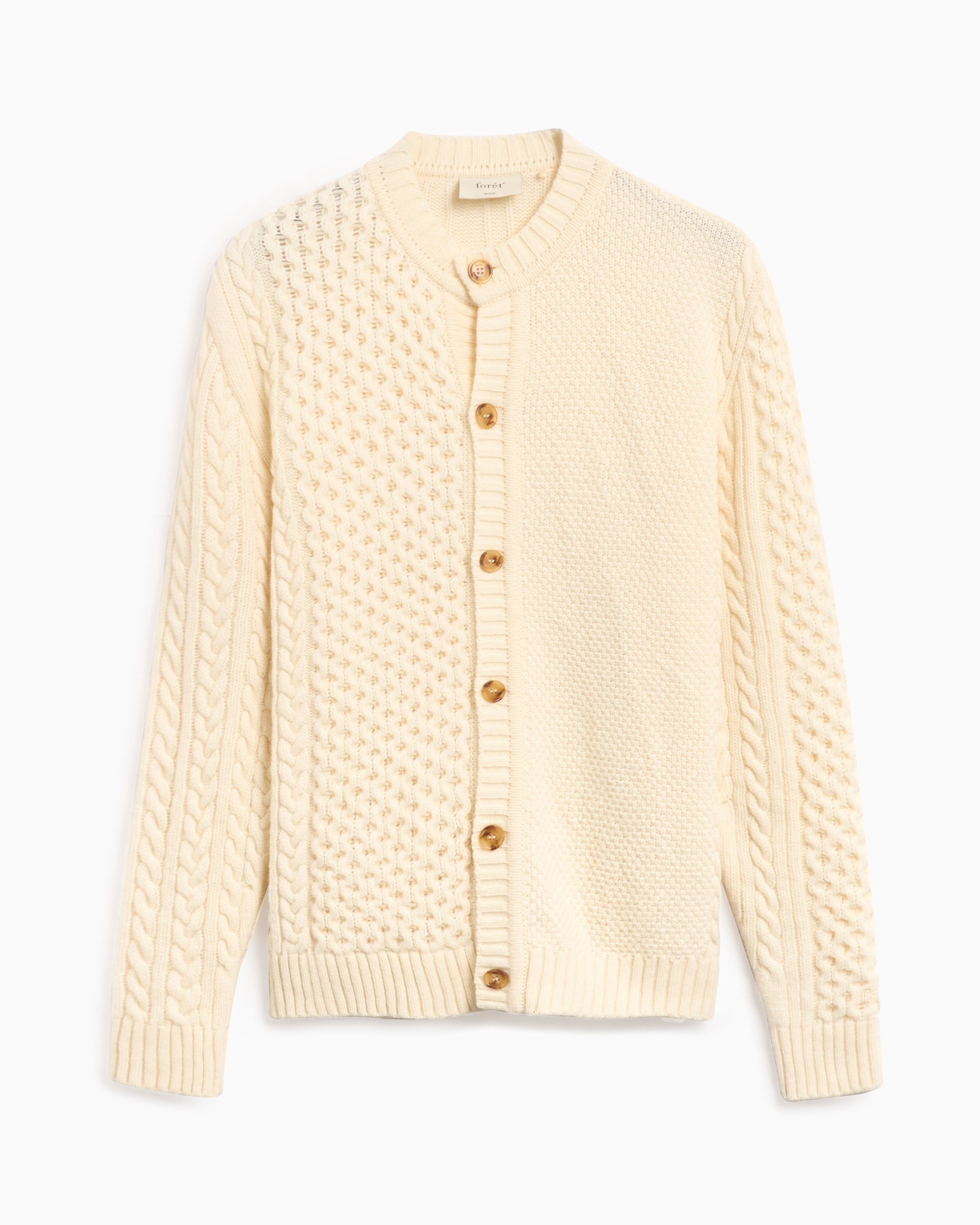 forét Hybrid Men's Cable Cardigan Beige F4262-CLOUD forét Hybrid Men's Cable Cardigan Beige F4262-CLOUD