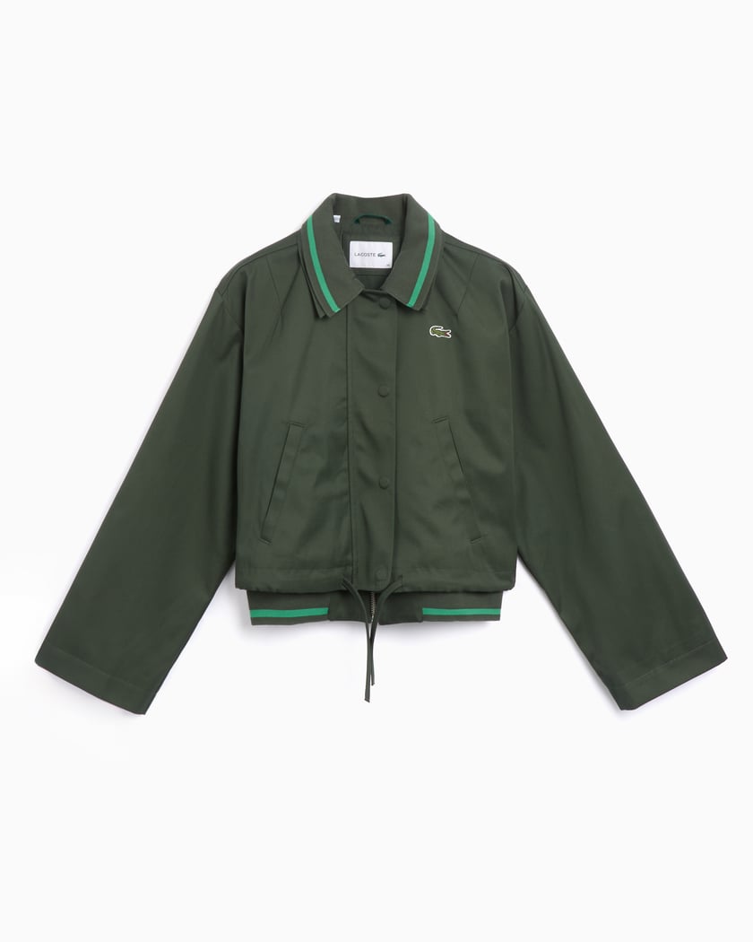 Lacoste Women's Oversized Logo Polo Collar Twill Jacket Lacoste Women's Oversized Logo Polo Collar Twill Jacket