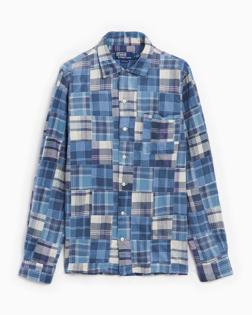 Polo Ralph Lauren Patchwork Men's Shirt Blue 710934692001 | FOOTDISTRICT