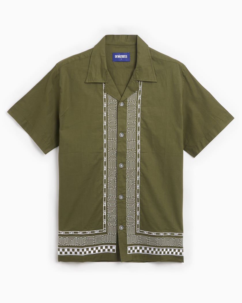 DEVÁ STATES Relic Embroidered Men's Short Sleeve Shirt Green ...