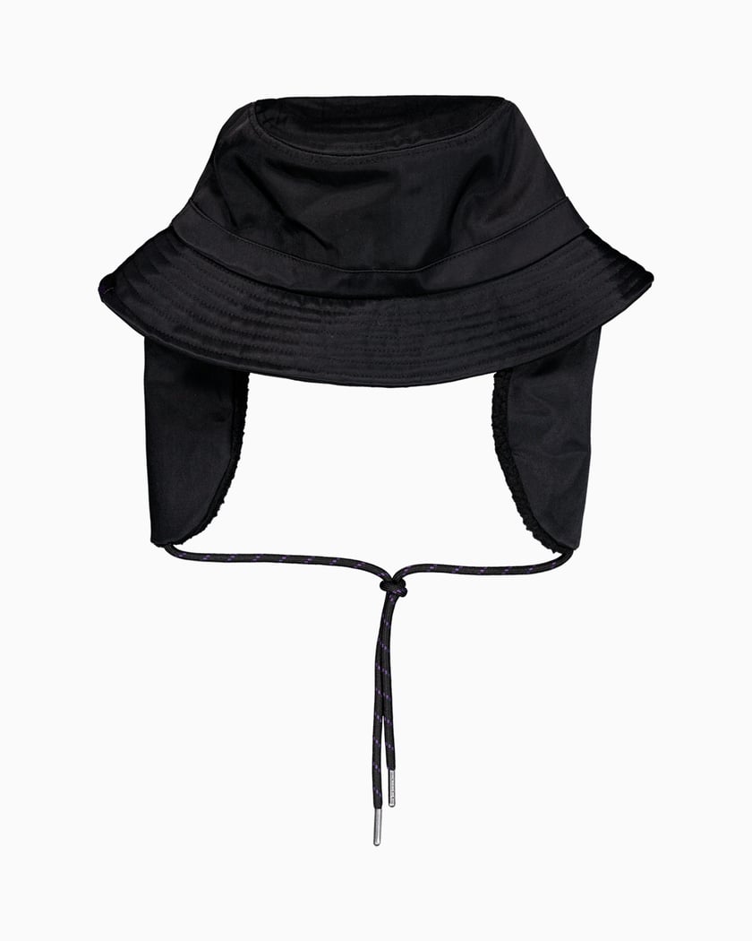 black bucket hat with string