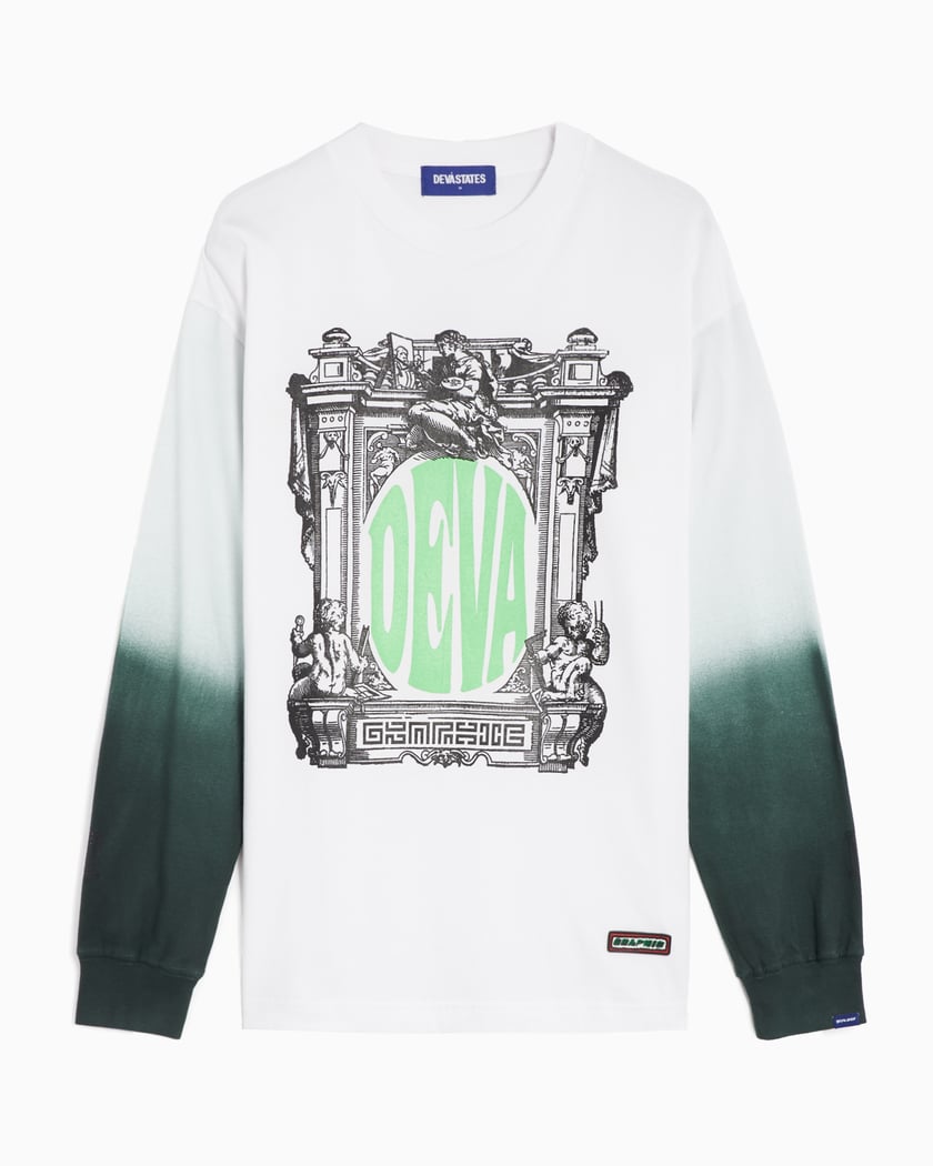 DEVÁ STATES Ornate Men's Long Sleeve T-Shirt Green, White DSA1W202F23 ...