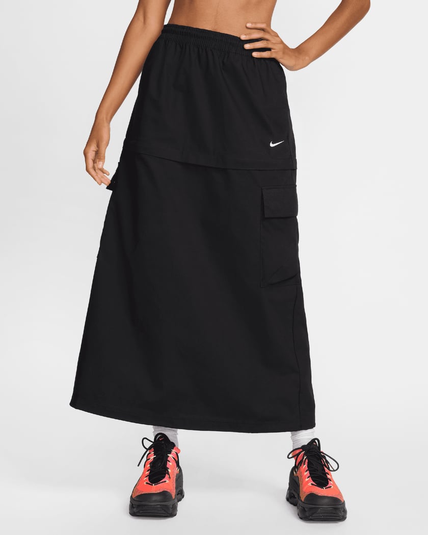 Nike Sportswear Essential Women s Midi Mini Cargo Skirt Black FV7503 010 FOOTDISTRICT